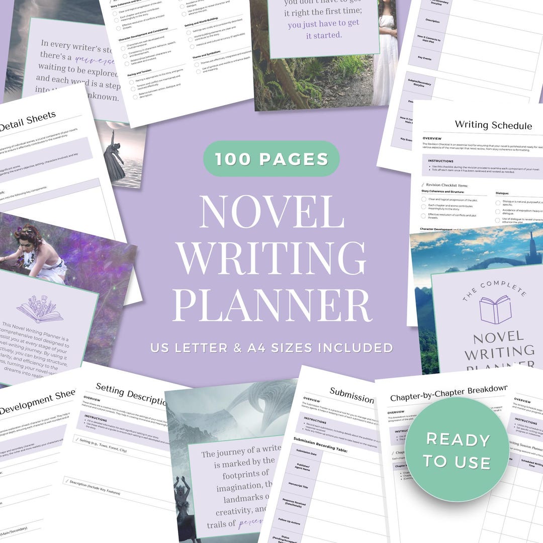 Novel Writing Planner Author Journal Writers Template Printable Book ...