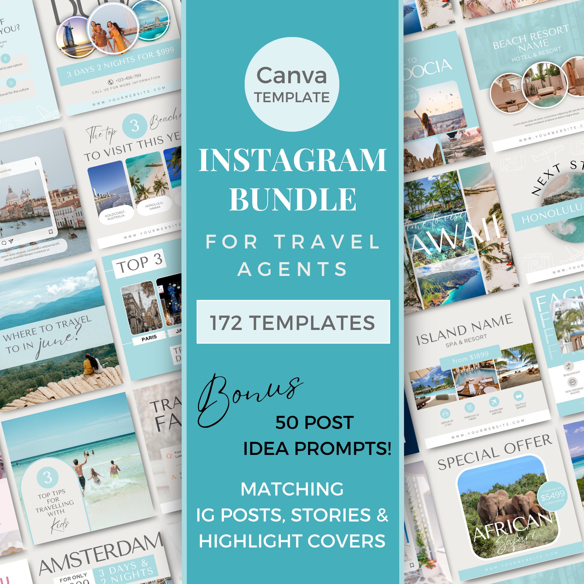 Travel Agent Instagram Template Travel Agency Templates Canva Travel ...