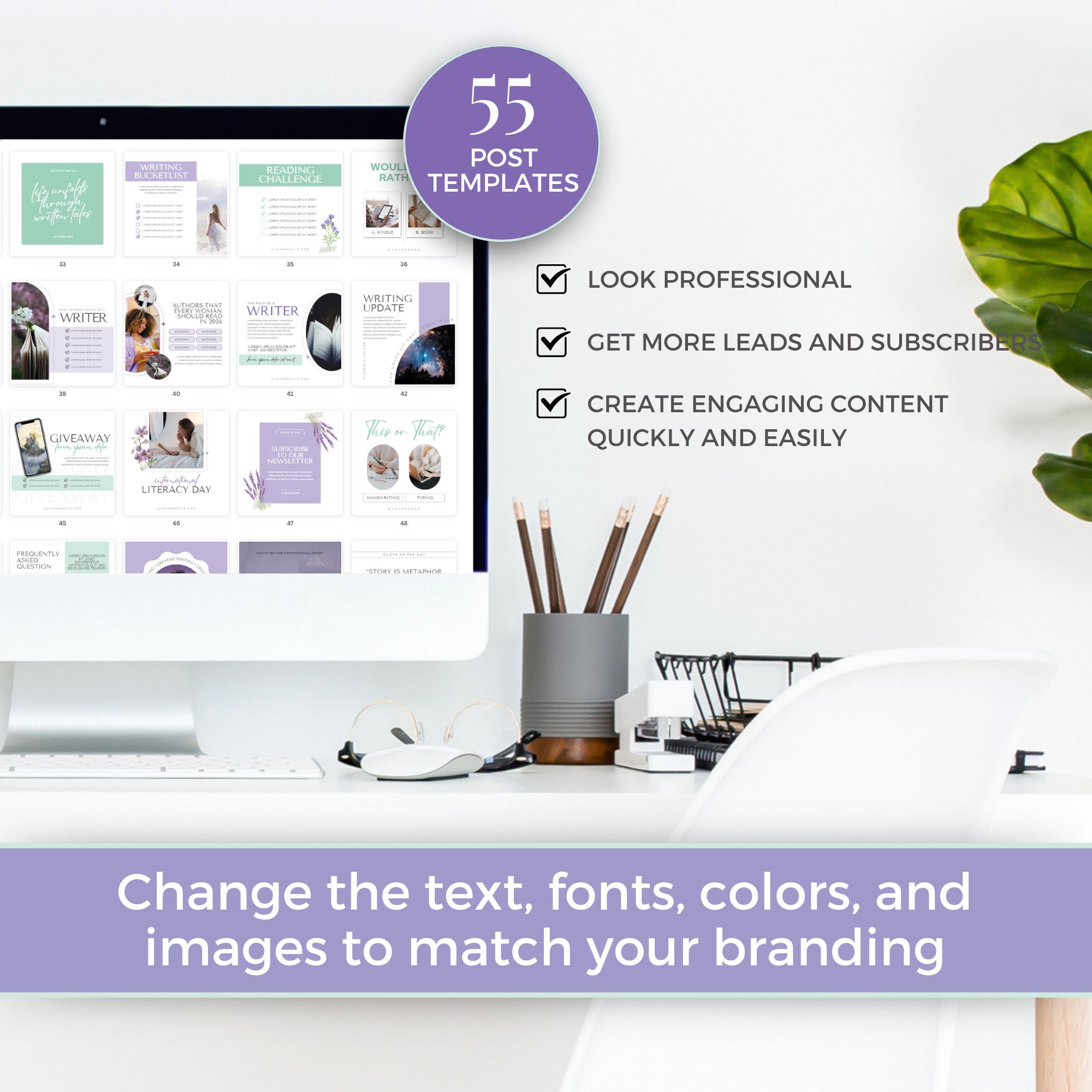 Author Instagram Posts Canva Template Writers Social Media Posts Author ...
