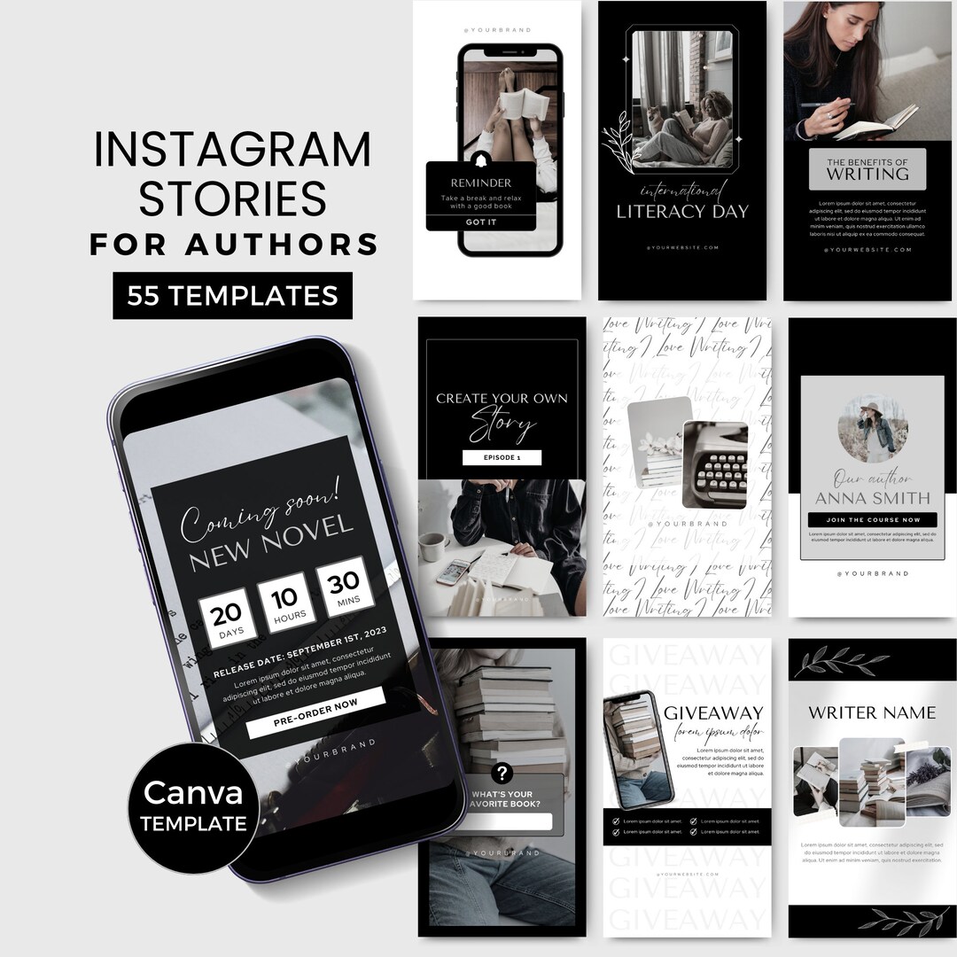 Author Instagram Posts Canva Template Writers Social Media Stories ...