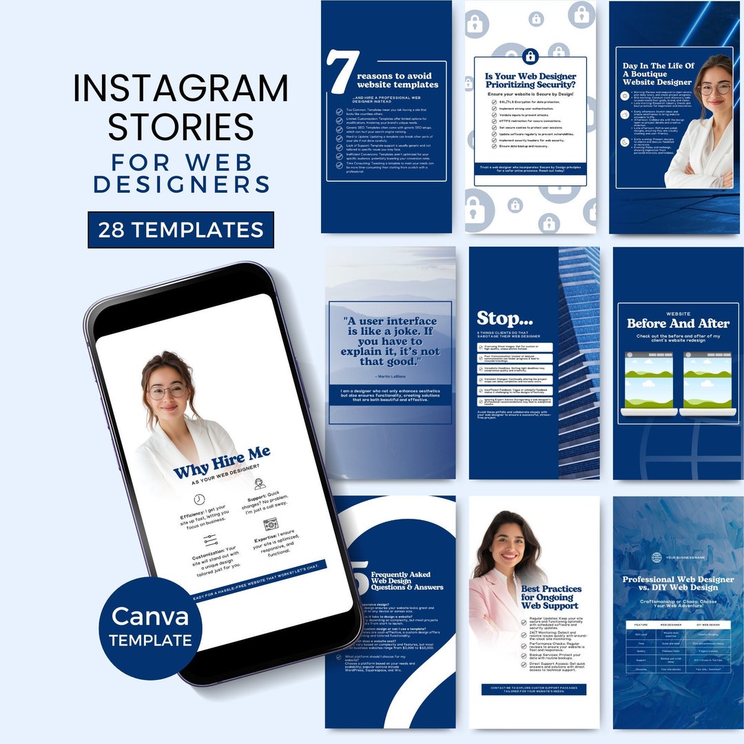 Web Design Instagram Story Templates for Web Designers Social Media ...