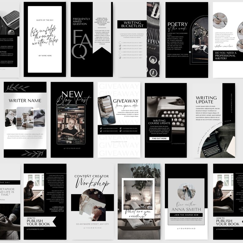 Author Instagram Posts Canva Template Writers Social Media Stories ...