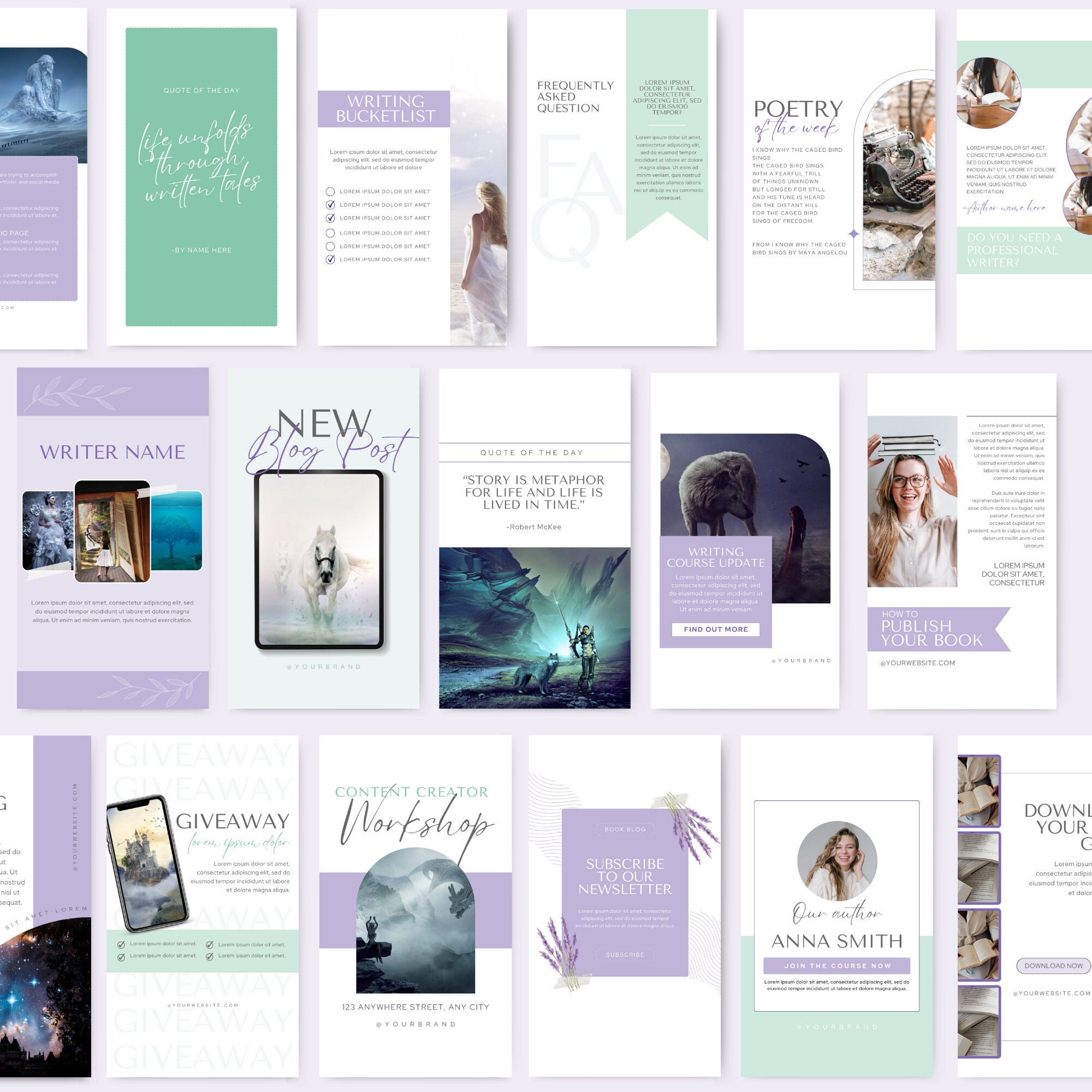 Author Instagram Posts Canva Template Writers Social Media Stories ...