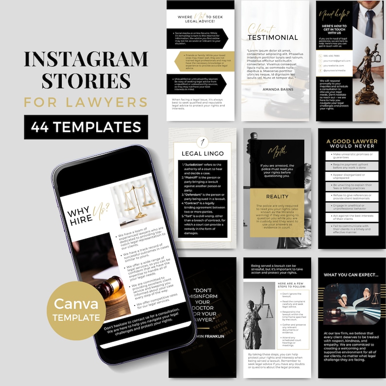 Lawyer Templates Canva Law Office Instagram Stories Posts Law Firm ...
