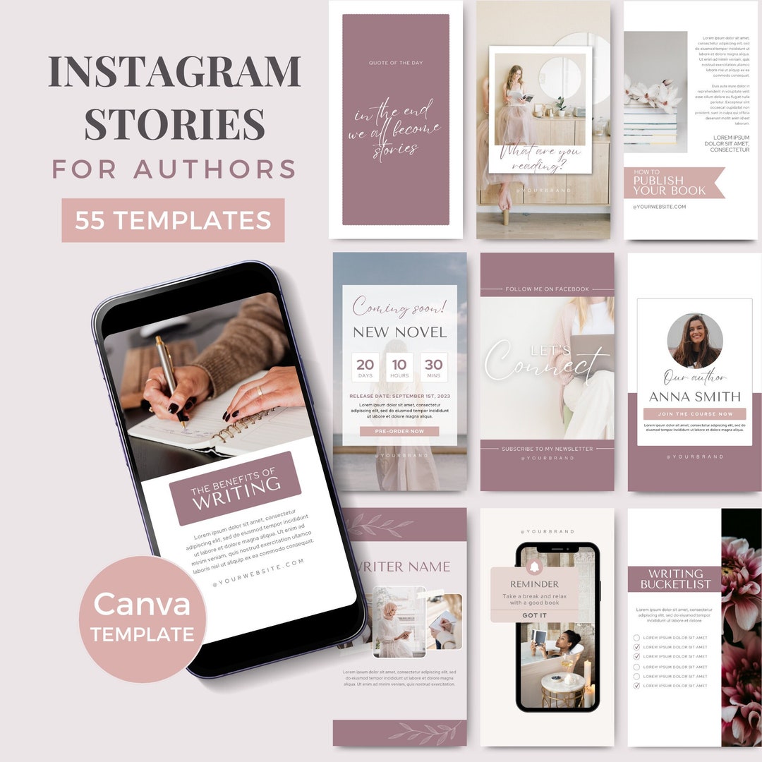 Author Instagram Posts Canva Template Writers Social Media Stories ...