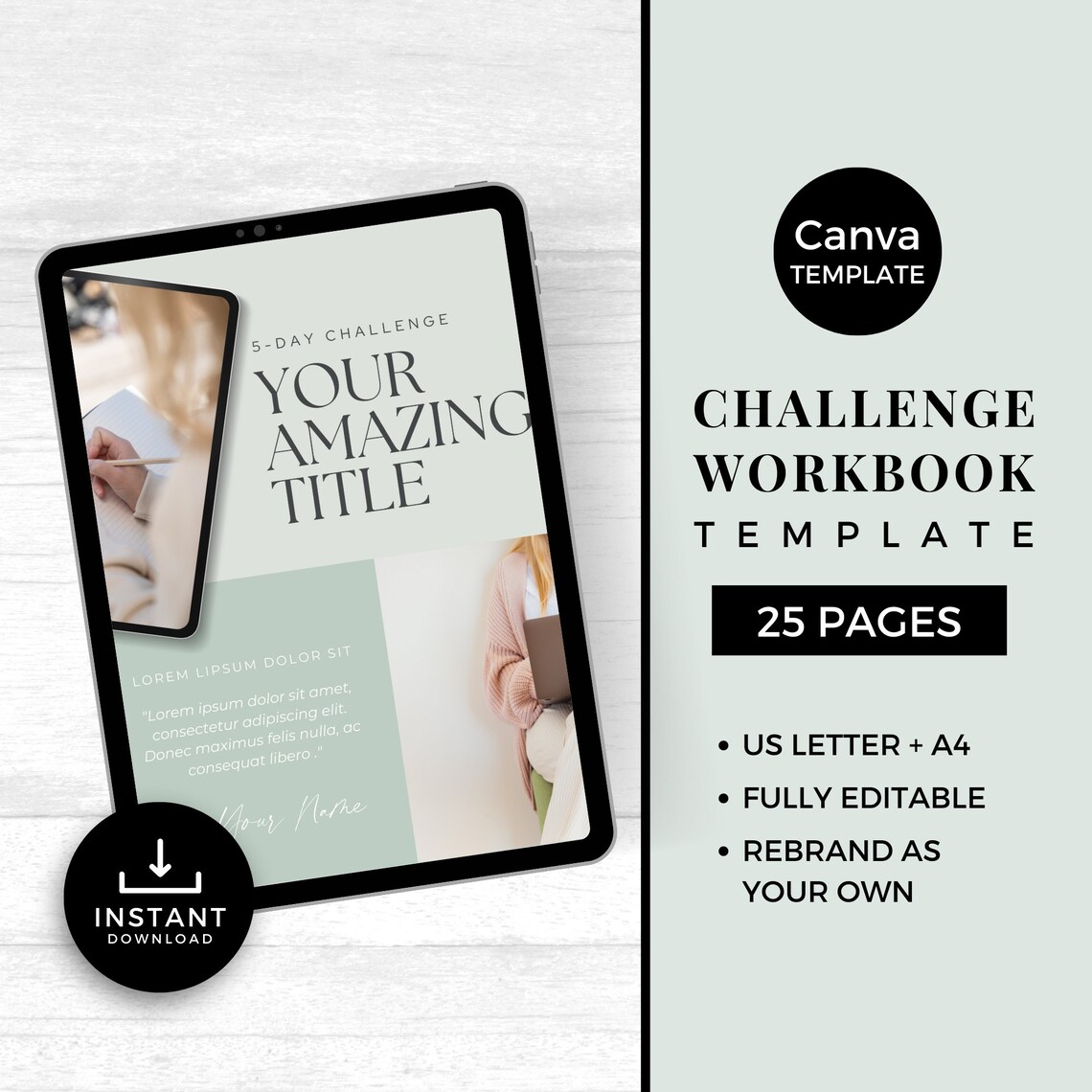 Workbook Template Canva Challenge Template Worksheet Lead - Etsy
