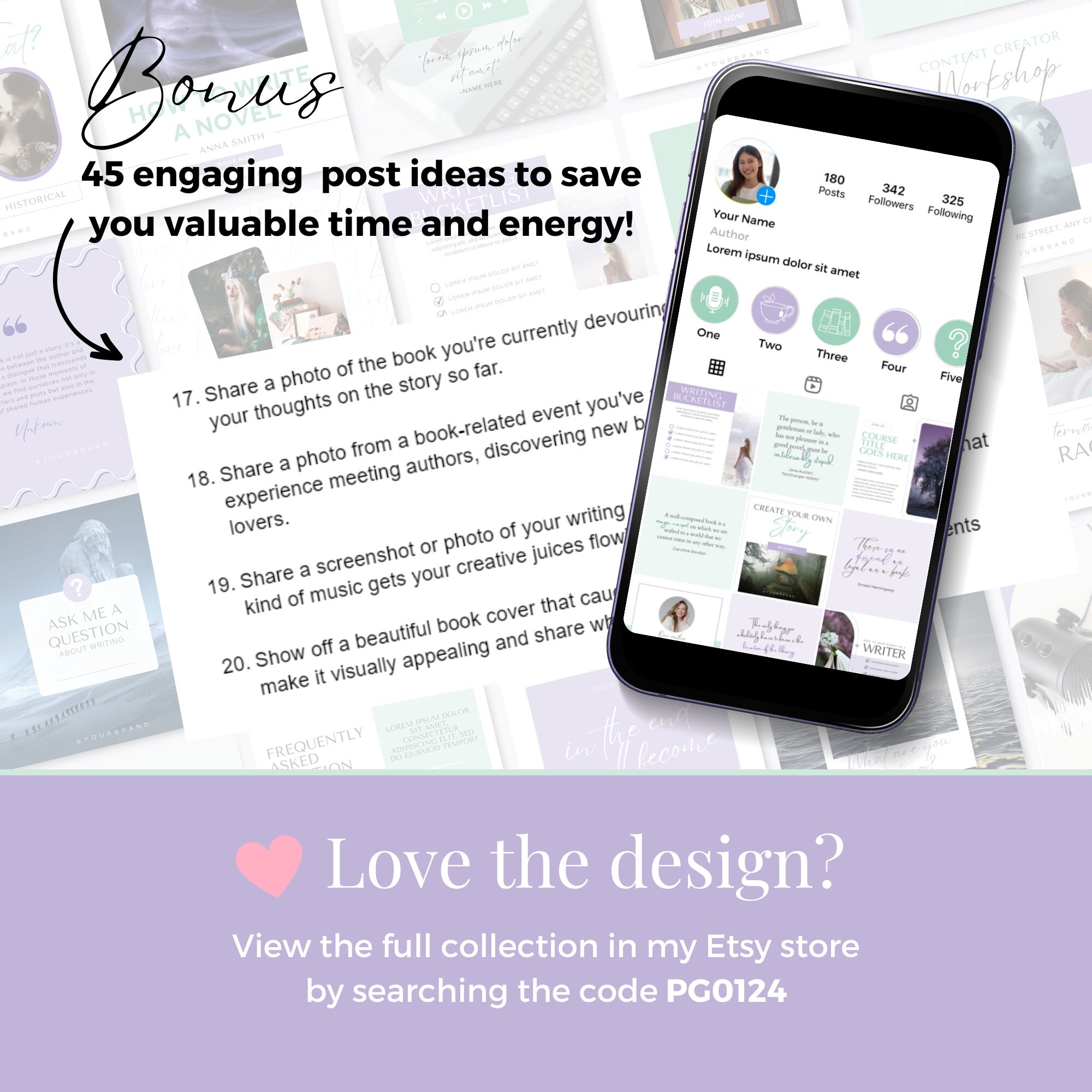 Author Instagram Posts Canva Template Writers Social Media Posts Author ...