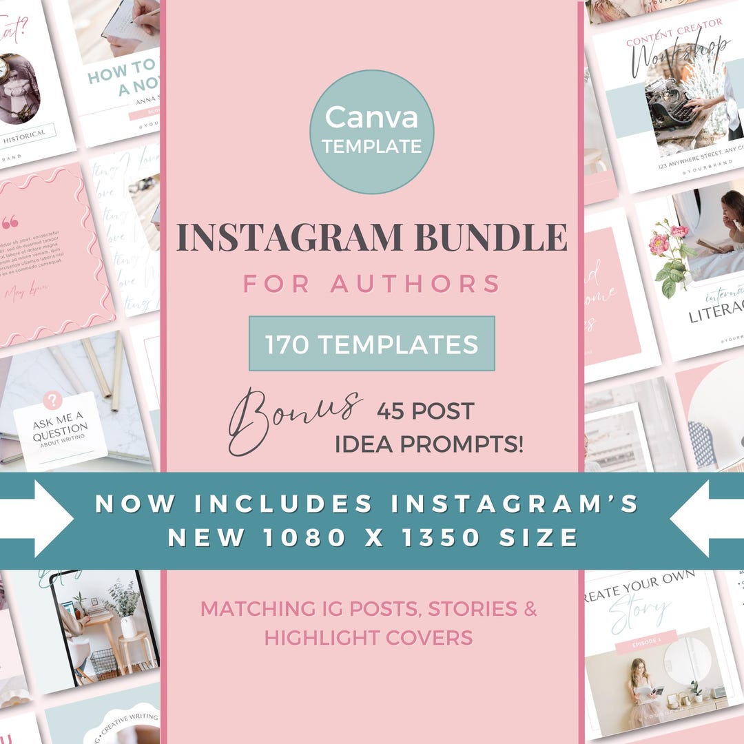 Author Instagram Posts Canva Template Writers Social Media Posts Author ...