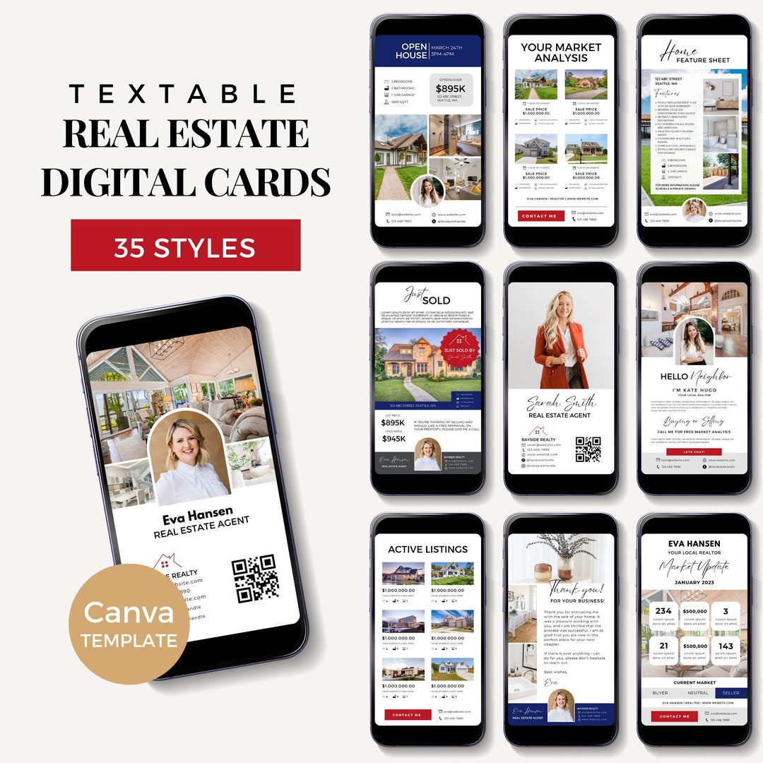 Digital Business Card Real Estate Marketing Template Realtor Textable ...