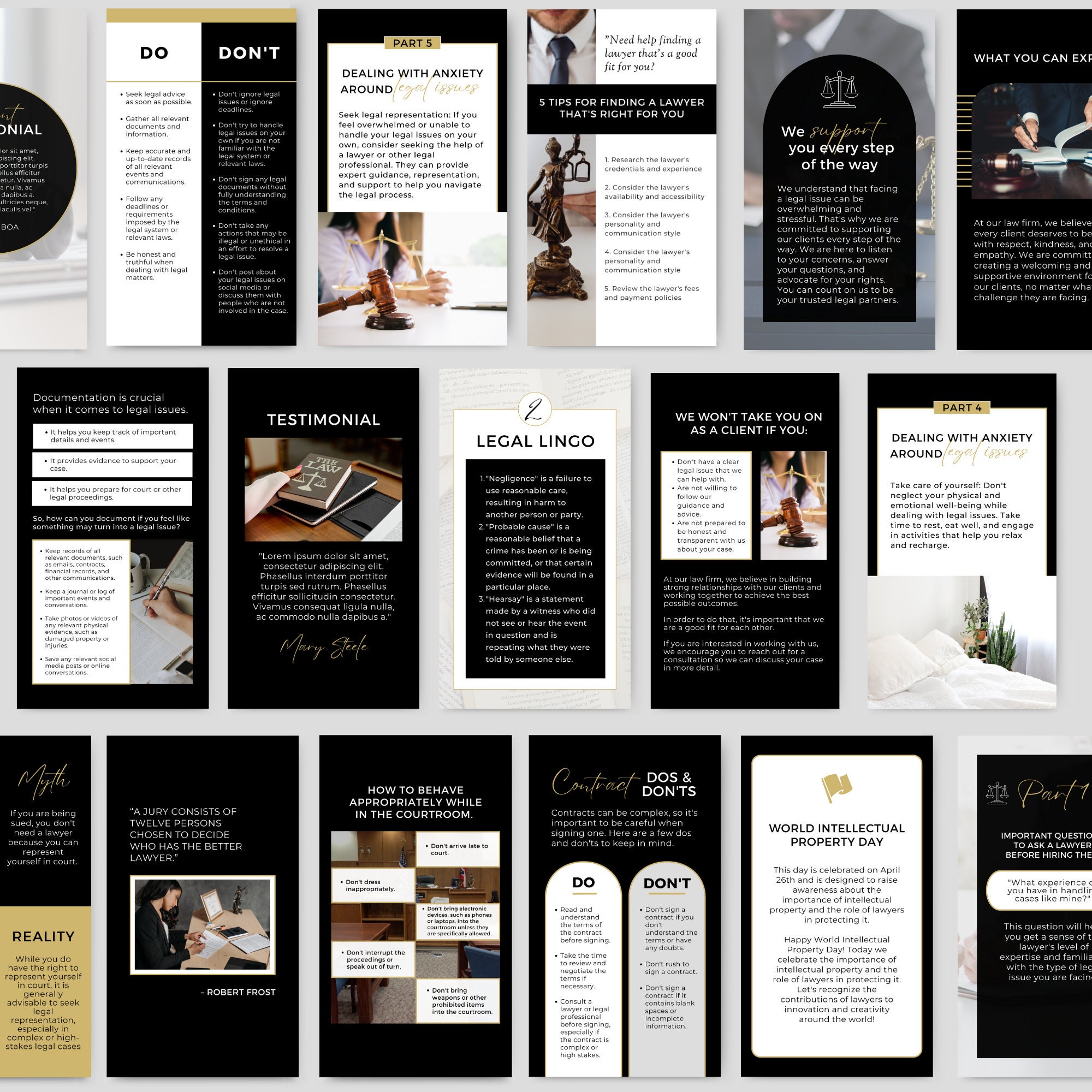 Lawyer Templates Canva Law Office Instagram Stories Posts Law Firm ...