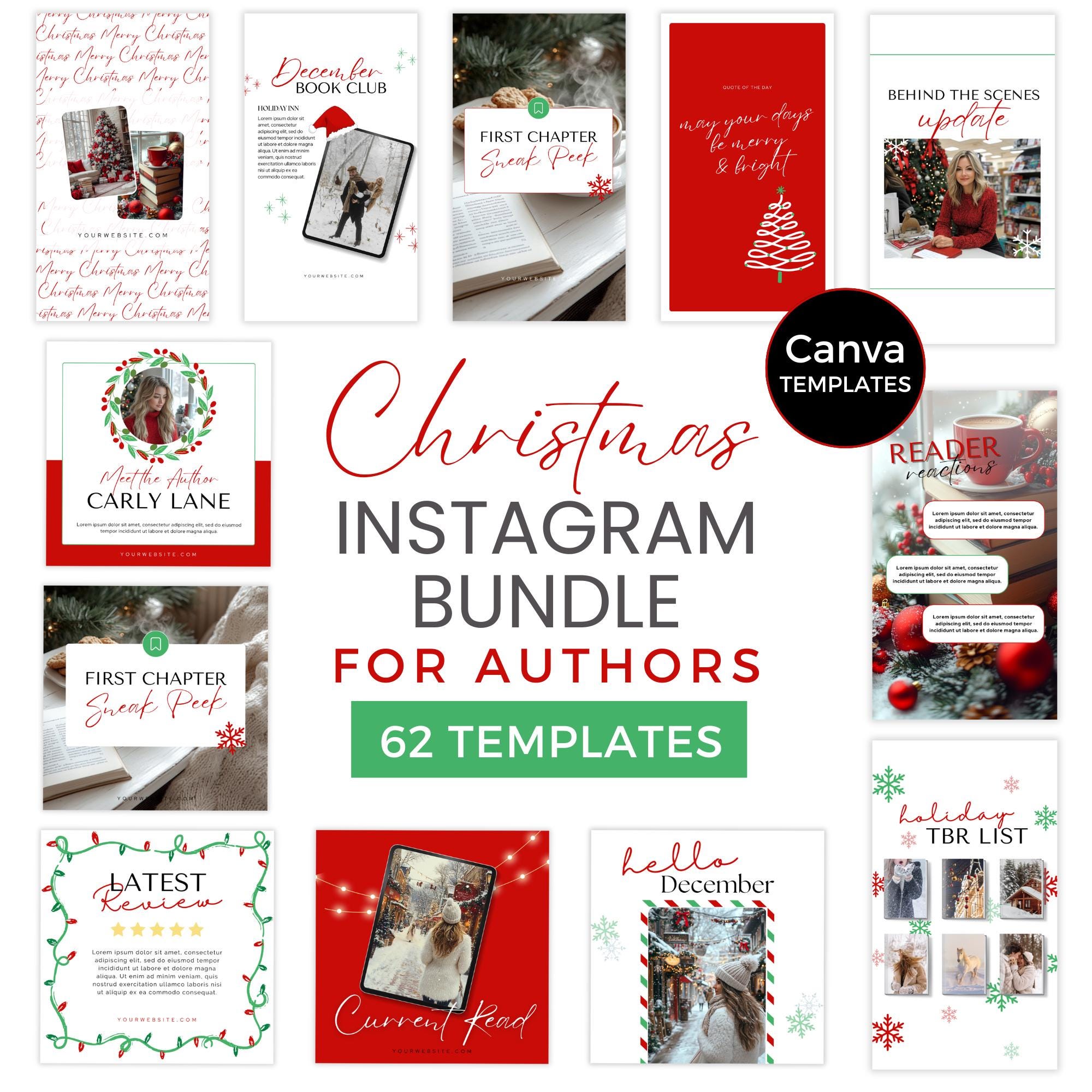 Author Instagram Posts Canva Template Christmas Social Media Posts ...