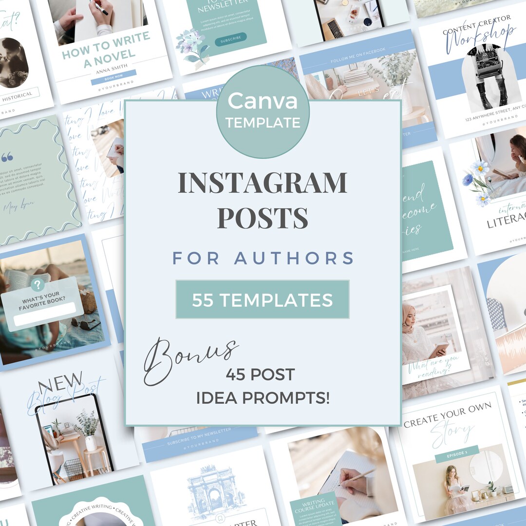 Author Instagram Posts Canva Template Writers Social Media Posts Author ...