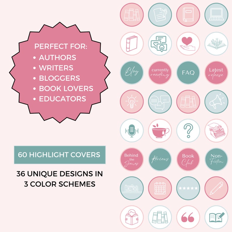 Instagram Highlight Covers Author Canva Template Writers Social Media ...