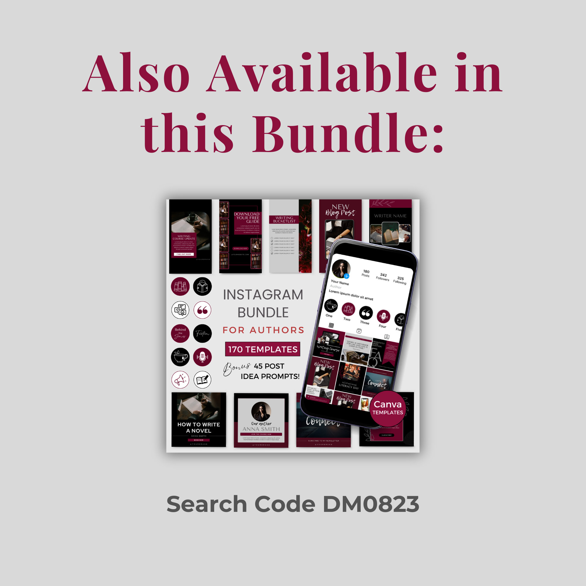 Instagram Highlight Covers Author Canva Template Writers Social Media ...