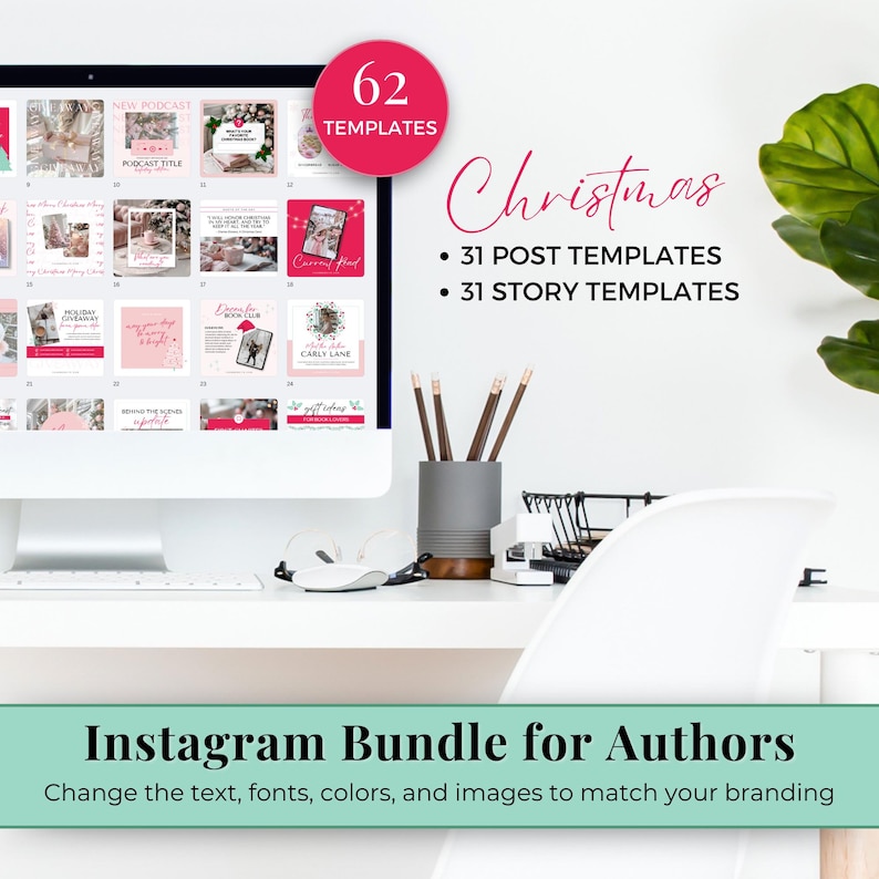 Author Instagram Posts Canva Template Christmas Social Media Posts ...