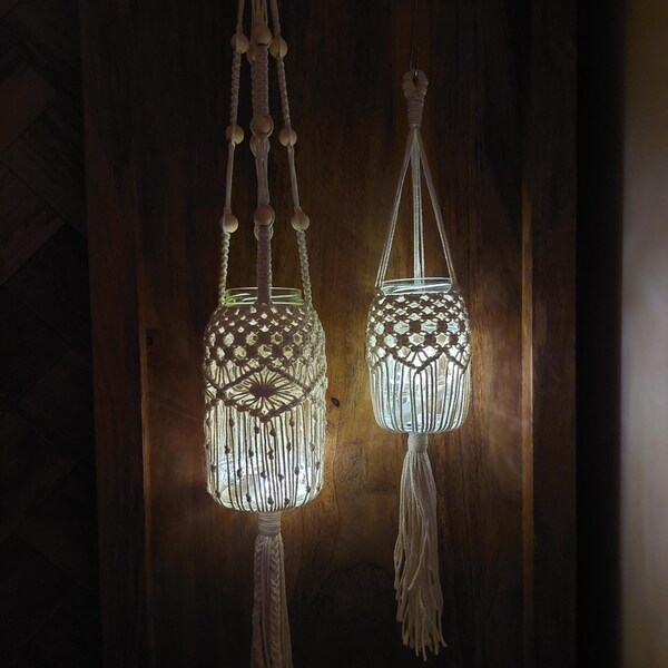 Macrame Hanging Lamp - Etsy