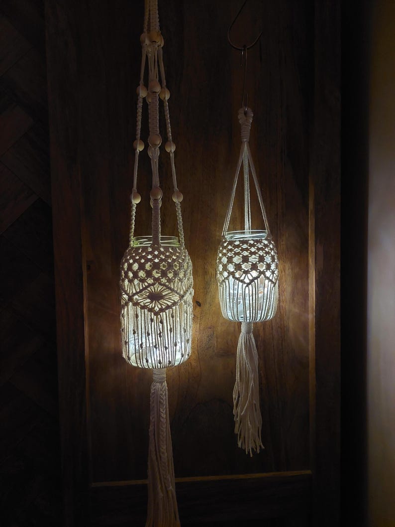 Vintage Boho Macrame Hanging Lantern/pendant Light, Intricate Detailed Design, Boho Lighting - Etsy