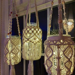 Vintage Boho Macrame Hanging Lantern/pendant Light, Boho Lighting - Etsy