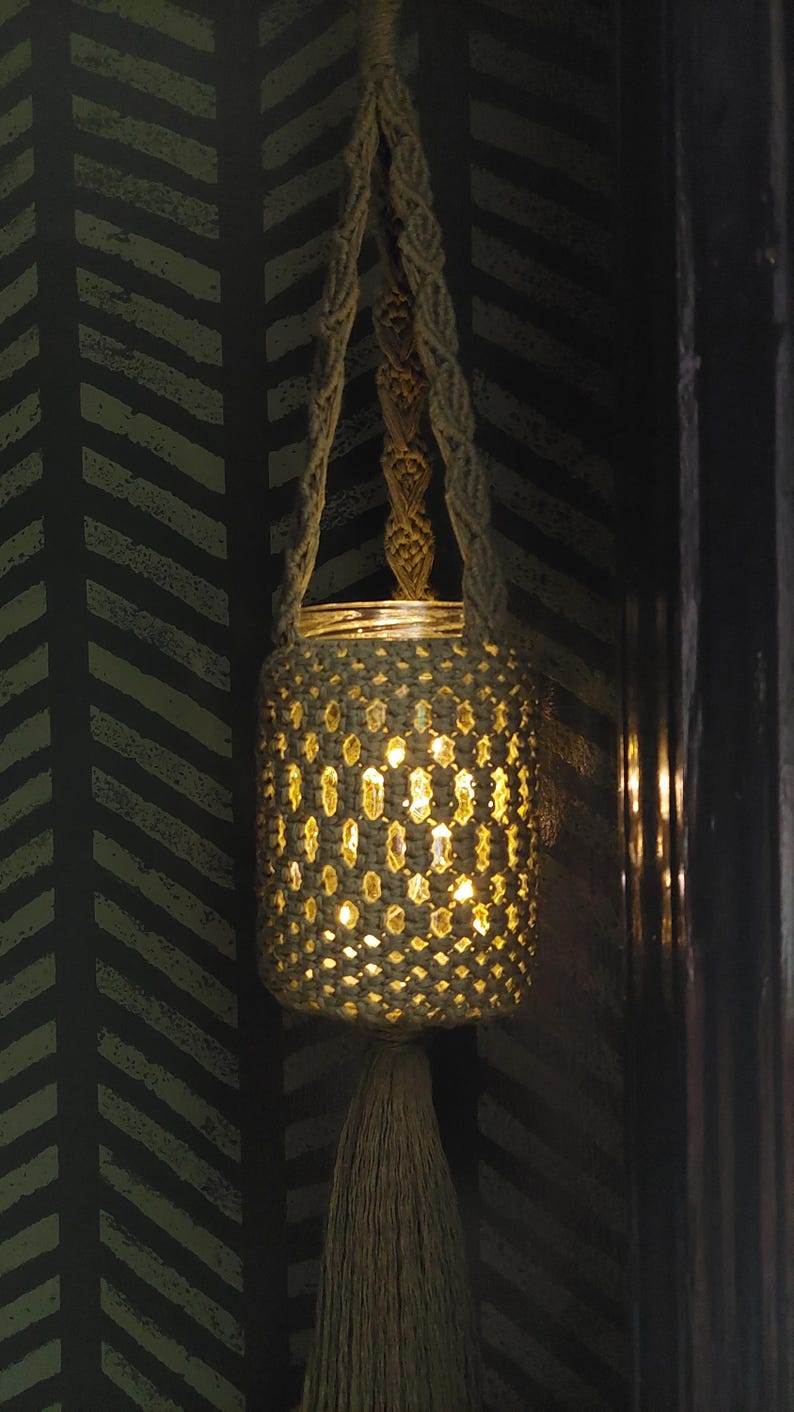 Vintage Boho Macrame Hanging Lantern/pendant Light, Intricate Detailed Design, Boho Lighting - Etsy