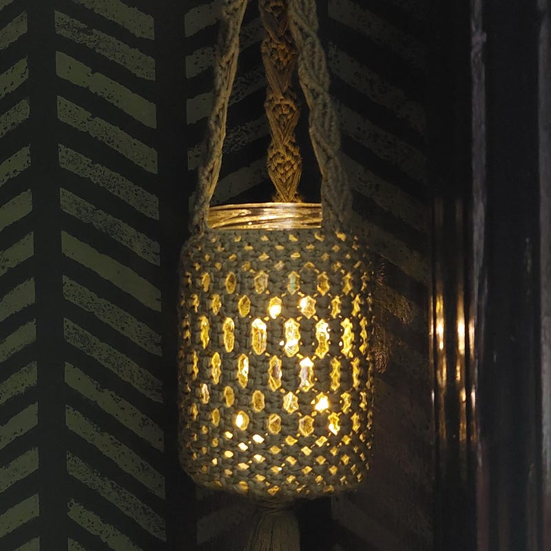 Macrame Hanging Lamp - Etsy