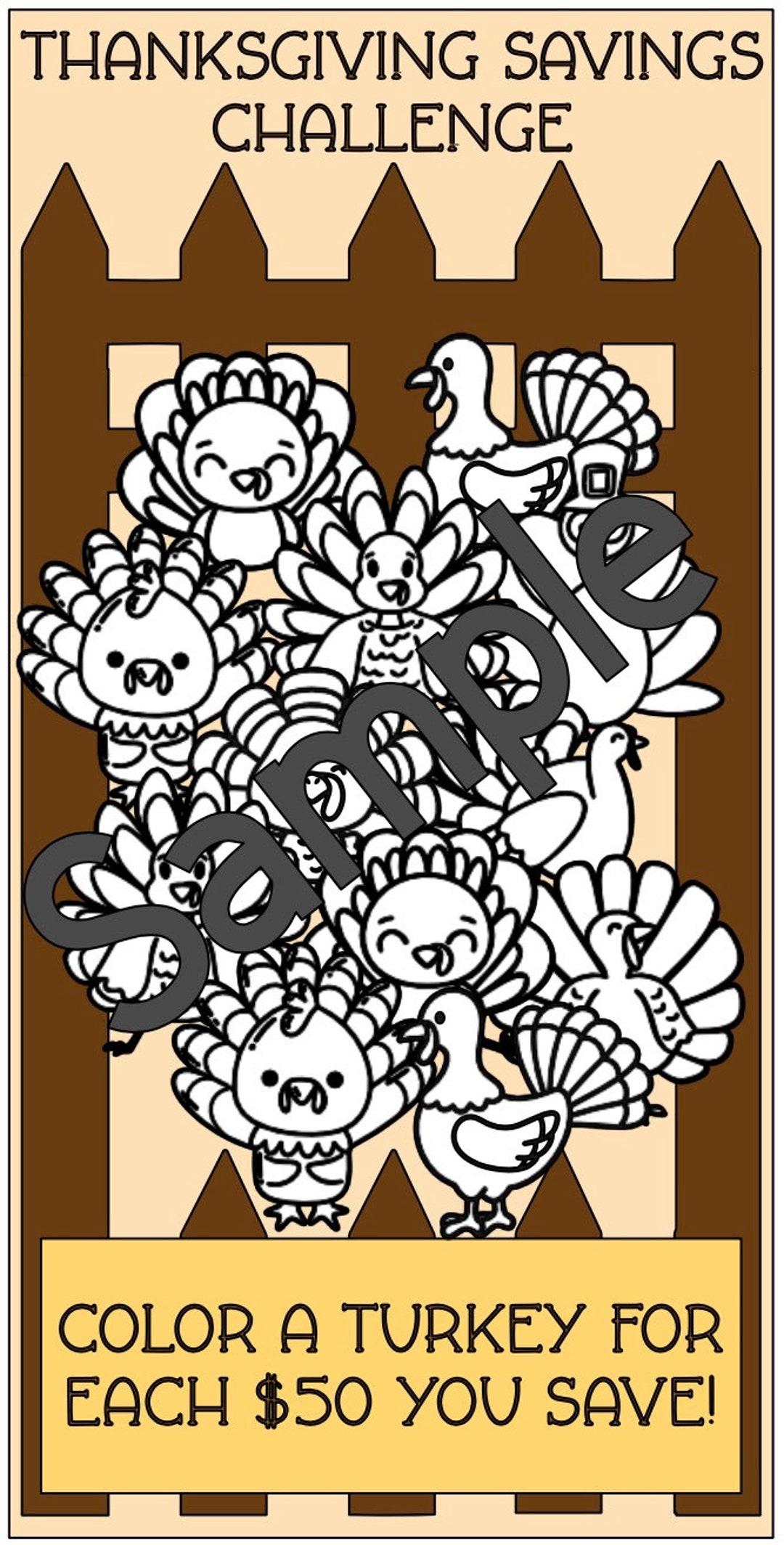 Printable Thanksgiving Saving Challenge - Etsy
