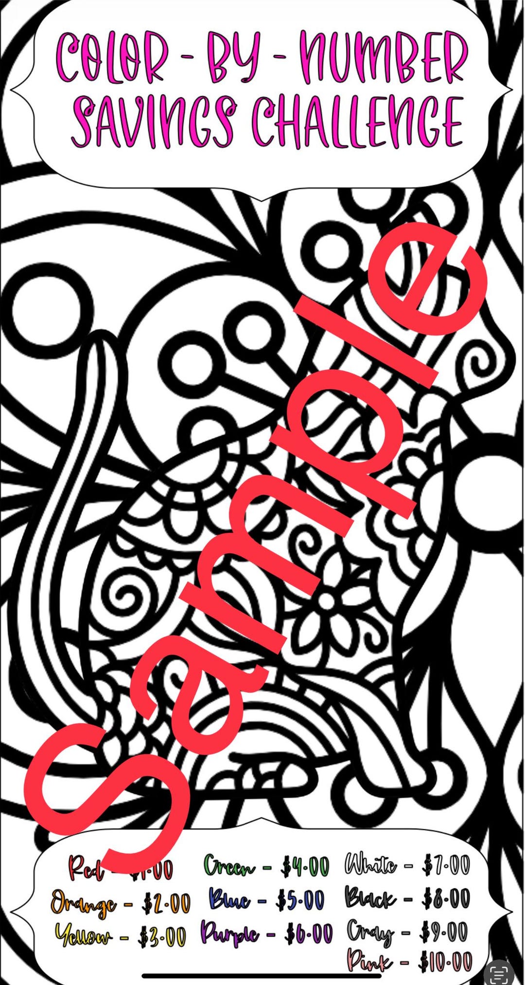 Color by Number Savings Challenge - Etsy