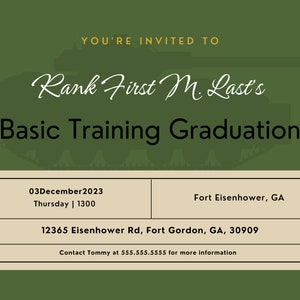 Military Green Basic Training Graduation Invitation | E-vites | Digital ...