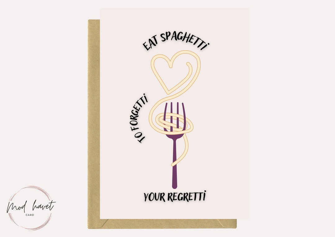 Printable Spaghetti Card /funny Food Card / Cute Foody Card / - Etsy