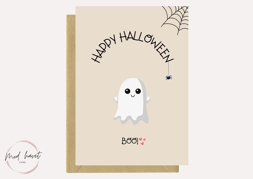 Cute Halloween Card / Cute Ghost Card / Halloween Cards / Printable ...