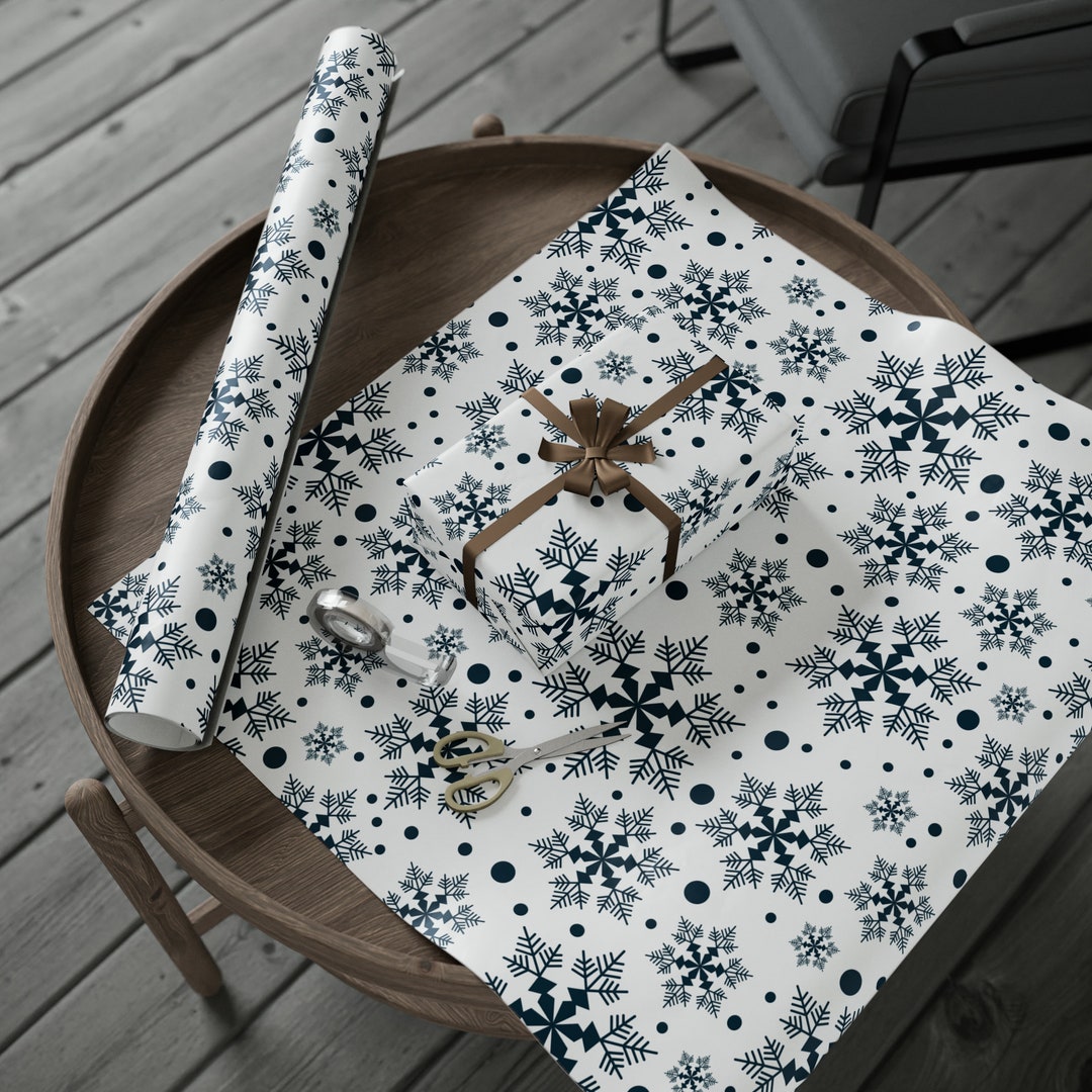 Blue Snowflake Wrapping Paper 90gsm Art Paper Matte or - Etsy