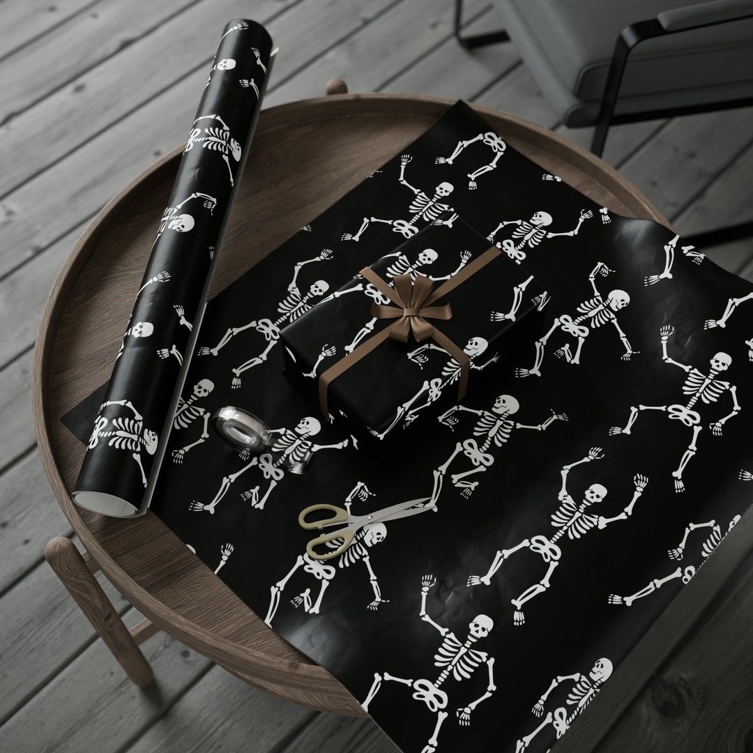 Spooky Skeleton Wrapping Paper, 90gsm Art Paper, Matte or Glossy Finish ...