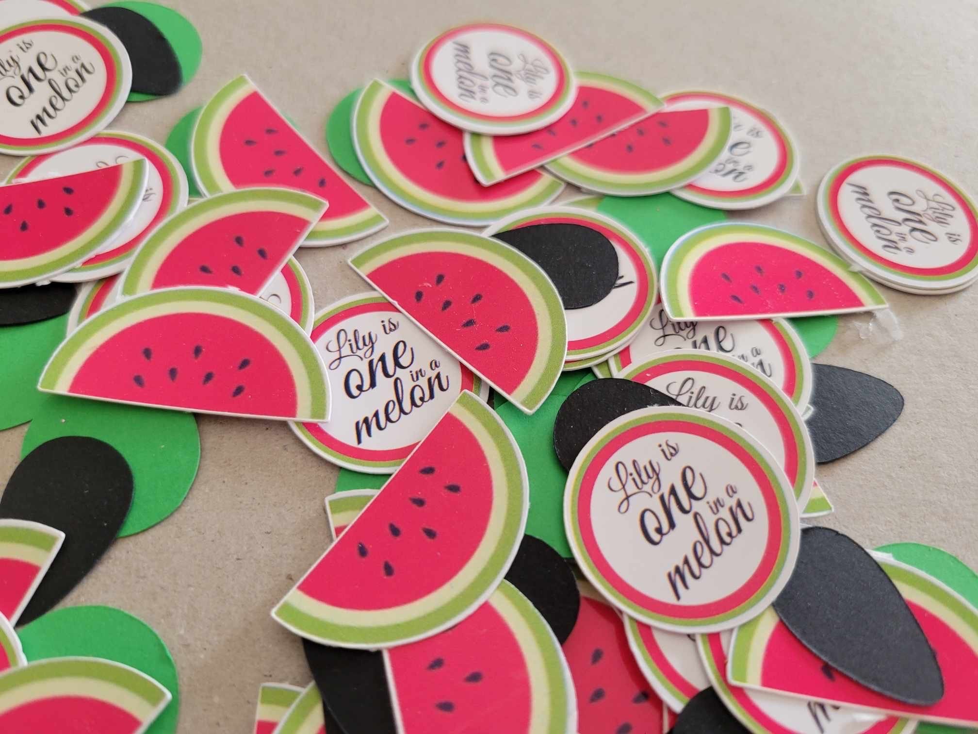 100 Watermelon Personalized Confetti, One in a Melon Bday Confetti ...