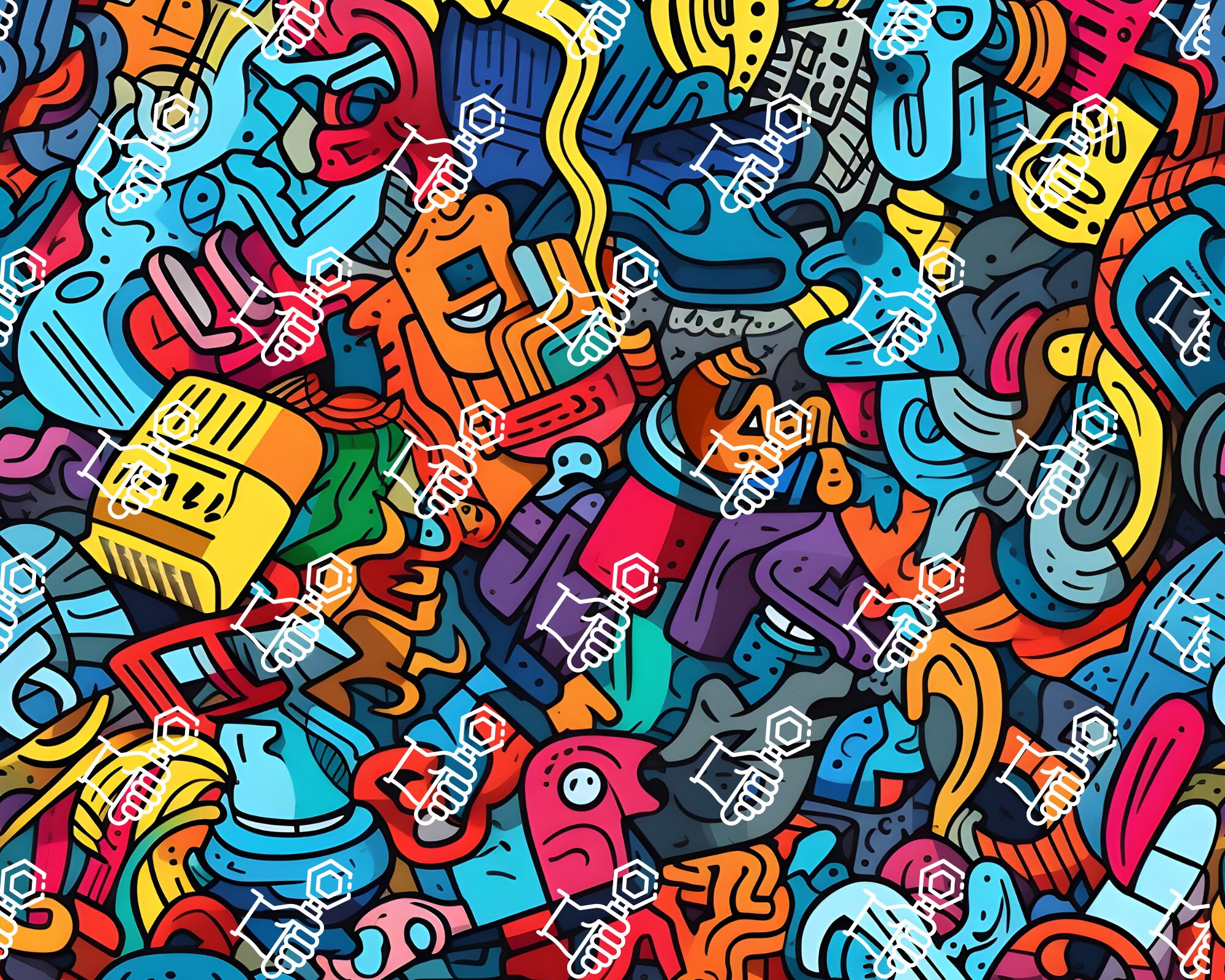 10 Unique Seamless Graffiti Patterns: High-resolution JPG, Instant ...