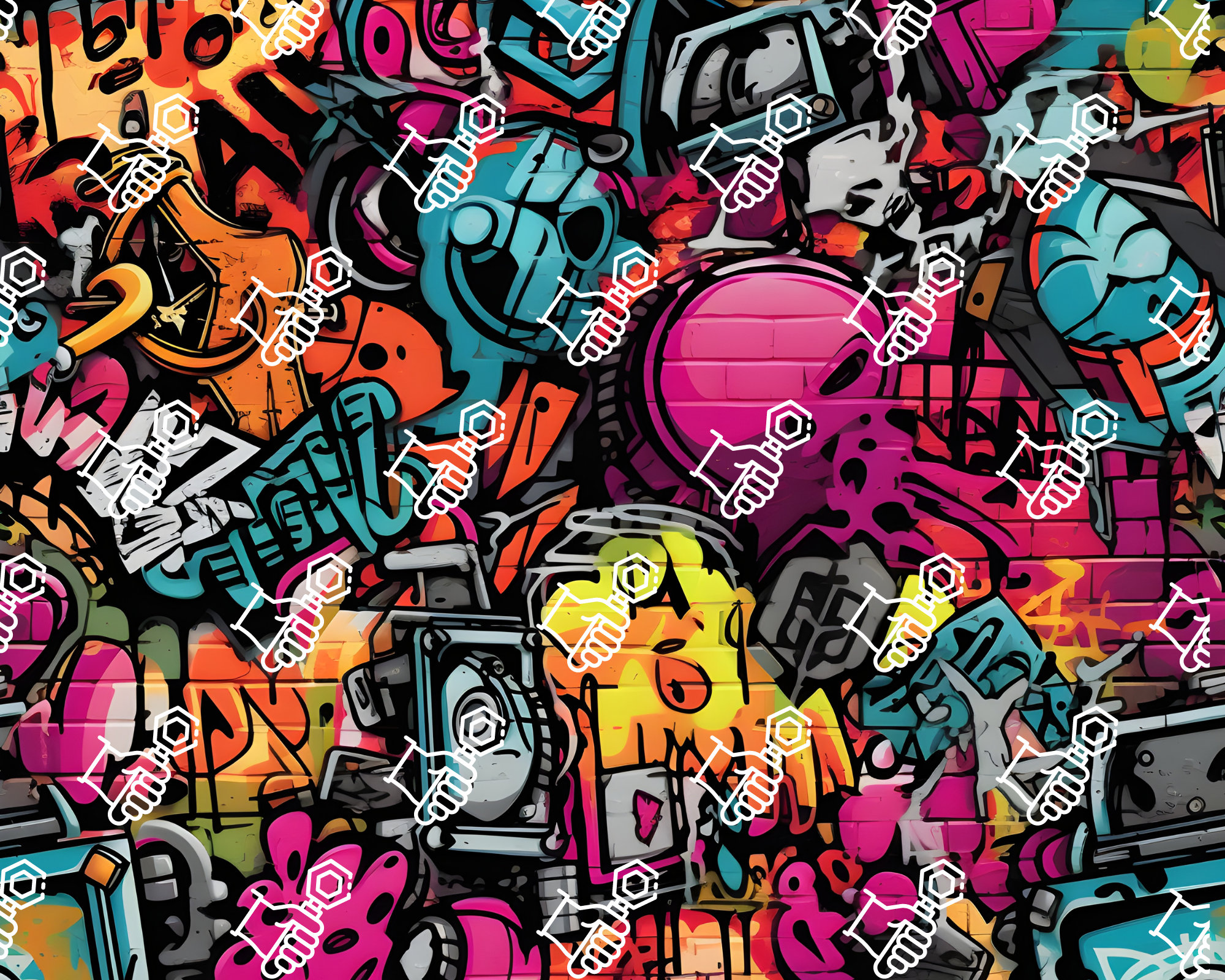 10 Unique Seamless Graffiti Patterns: High-resolution JPG, Instant ...