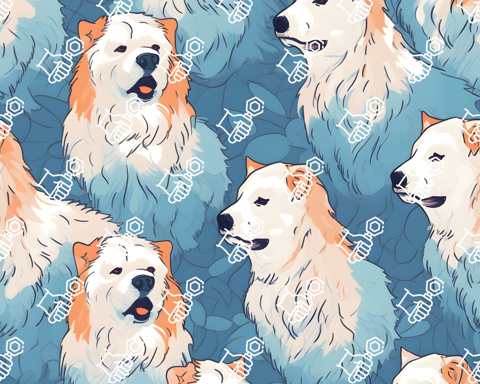 10 Unique Seamless Digital Dog Patterns: High-resolution JPG, Instant ...