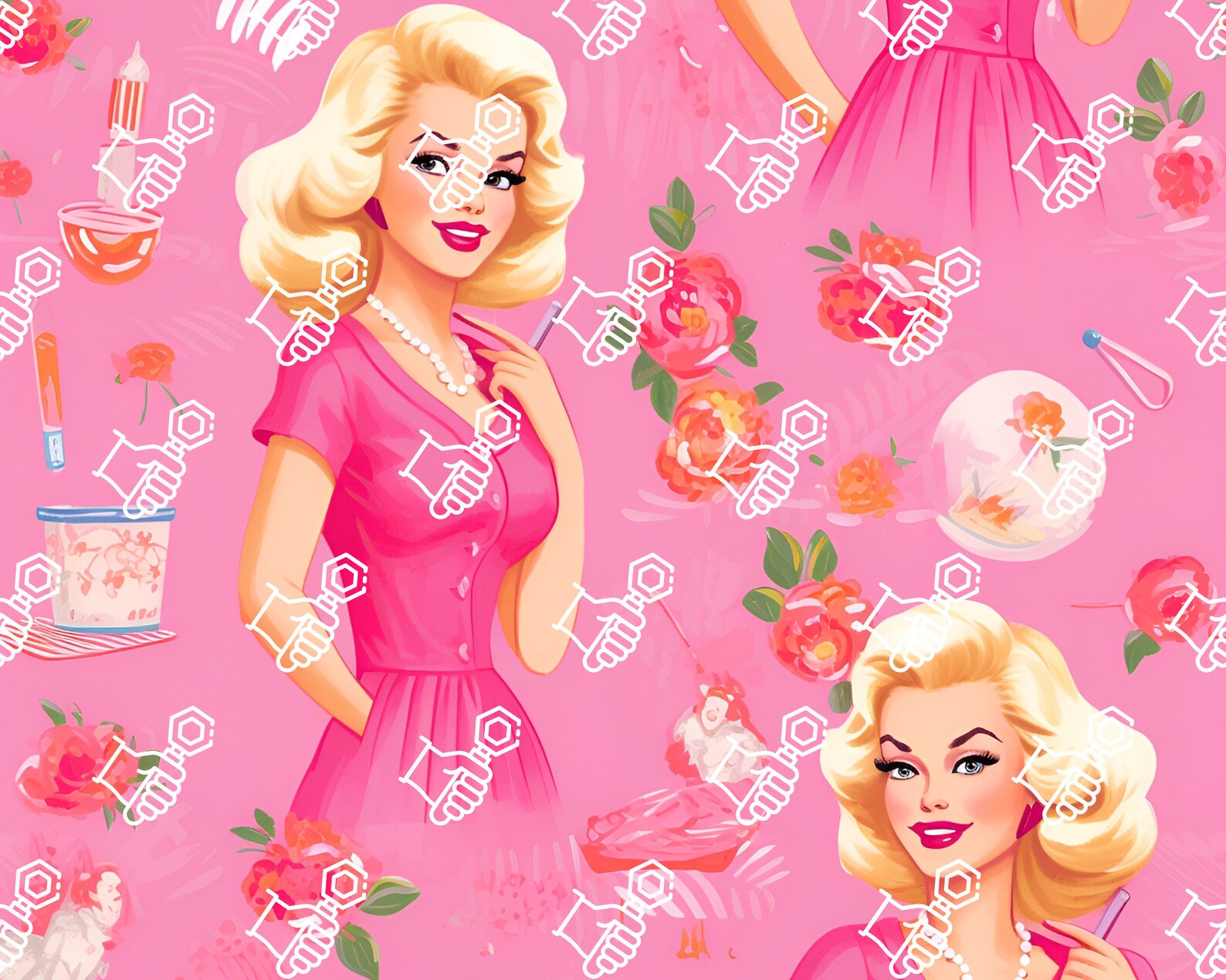 10 Unique Seamless Digital Barbie Patterns: High-resolution JPG ...