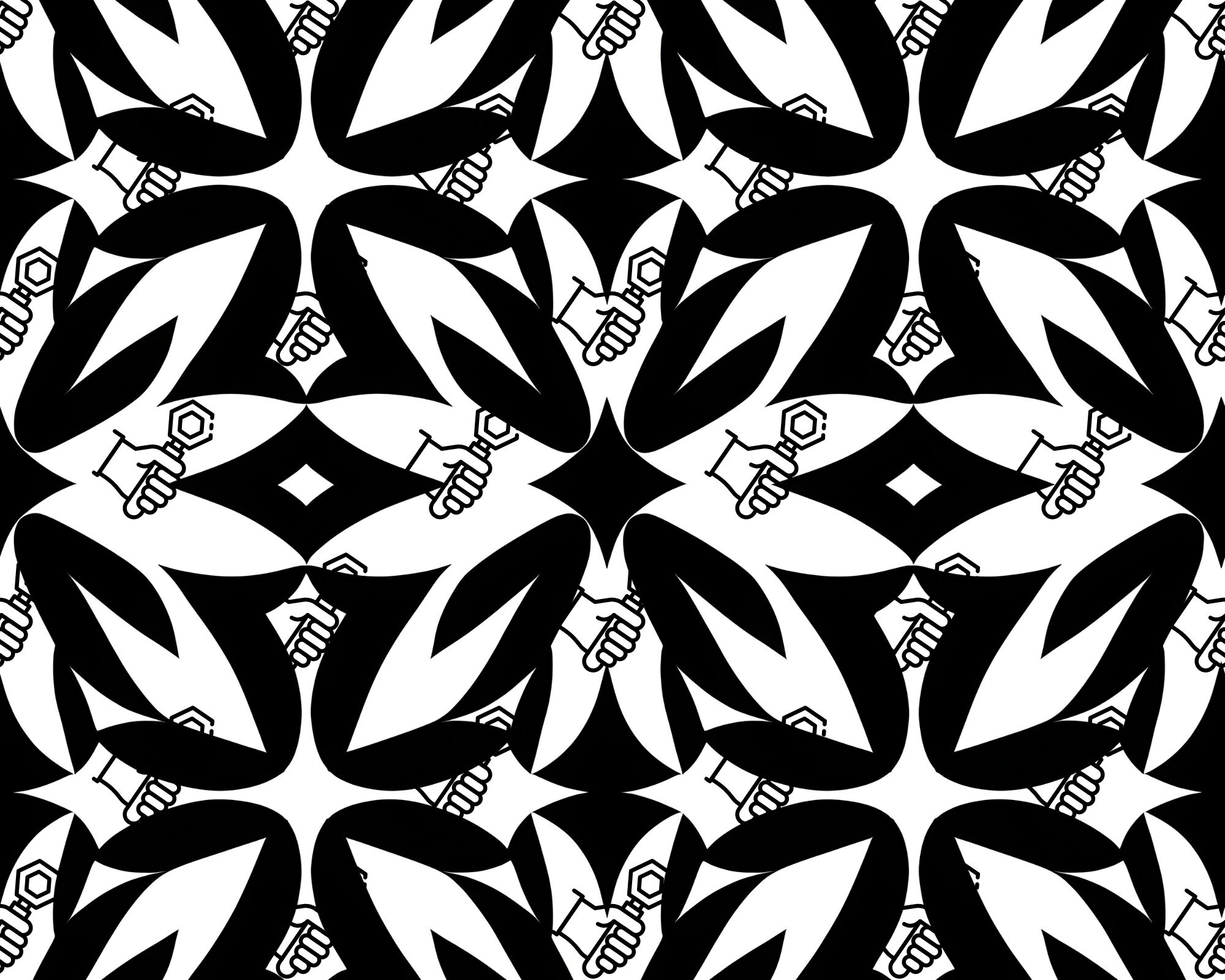 10 Unique Seamless Black & White Patterns: High-resolution JPG, Instant ...