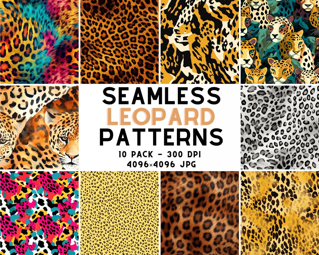 10 Unique Seamless Digital Leopard Patterns: High-resolution JPG ...