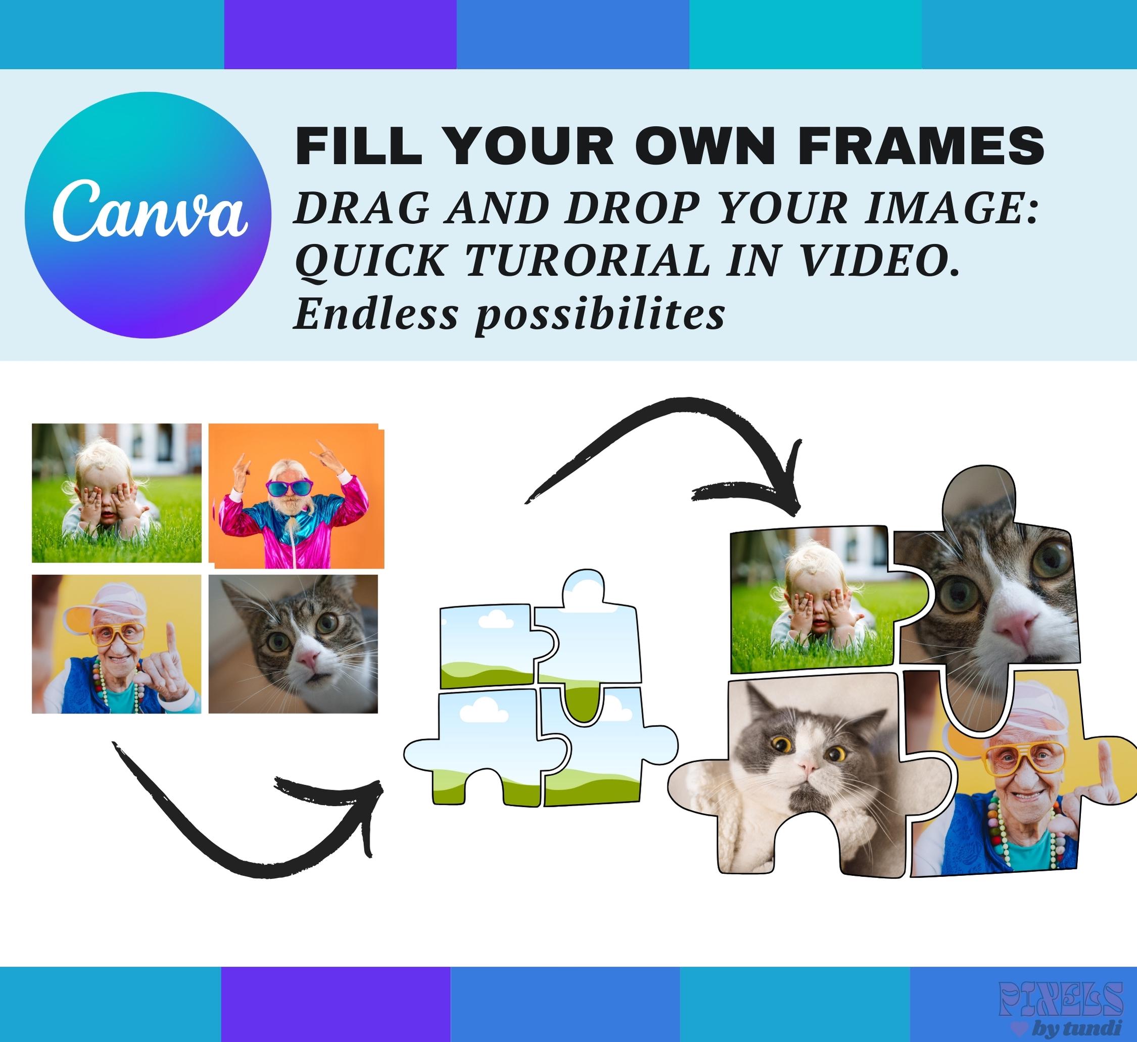 100+ Canva Photo Collage Frames: Hearts, Rectangles, Squares (PDF) - Etsy