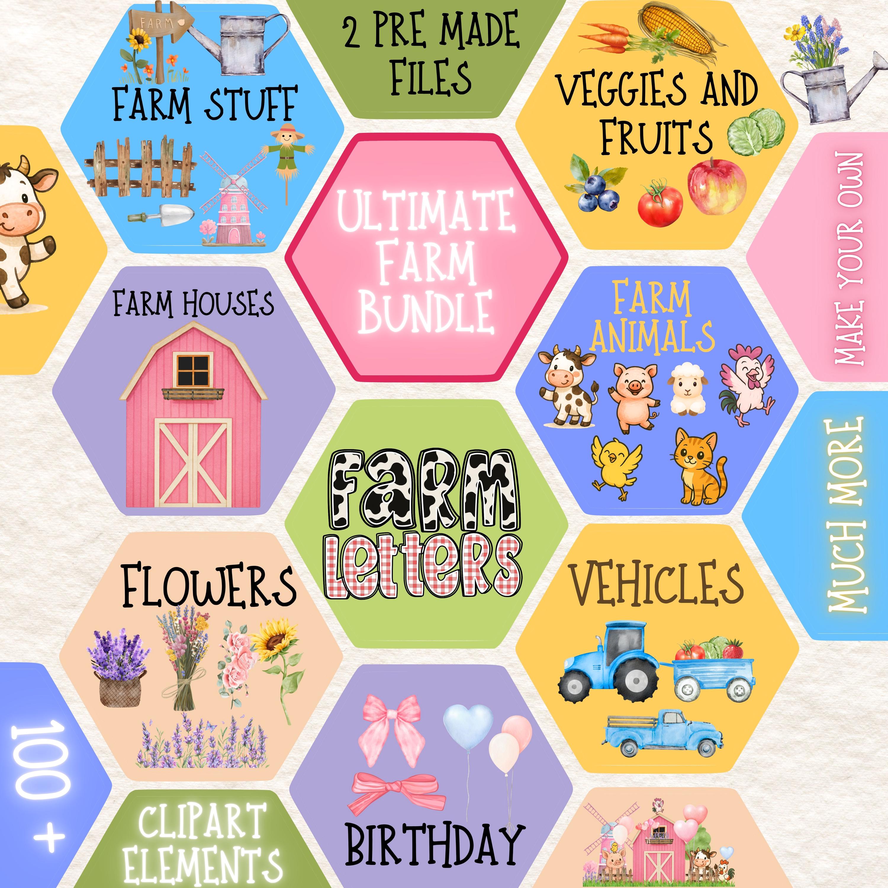 Cow Print Alphabet & Farm Clipart Bundle: Gingham Letters (digital ...