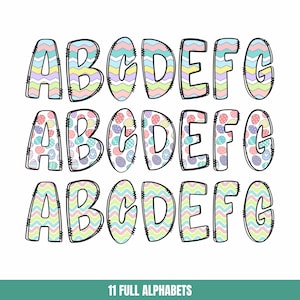 Easter Doodle Alphabet PNG Bundle: Pastel Letters & Clipart (digital ...