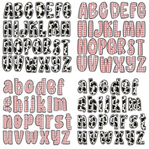 Cow Print Alphabet & Farm Clipart Bundle: Gingham Letters (digital ...