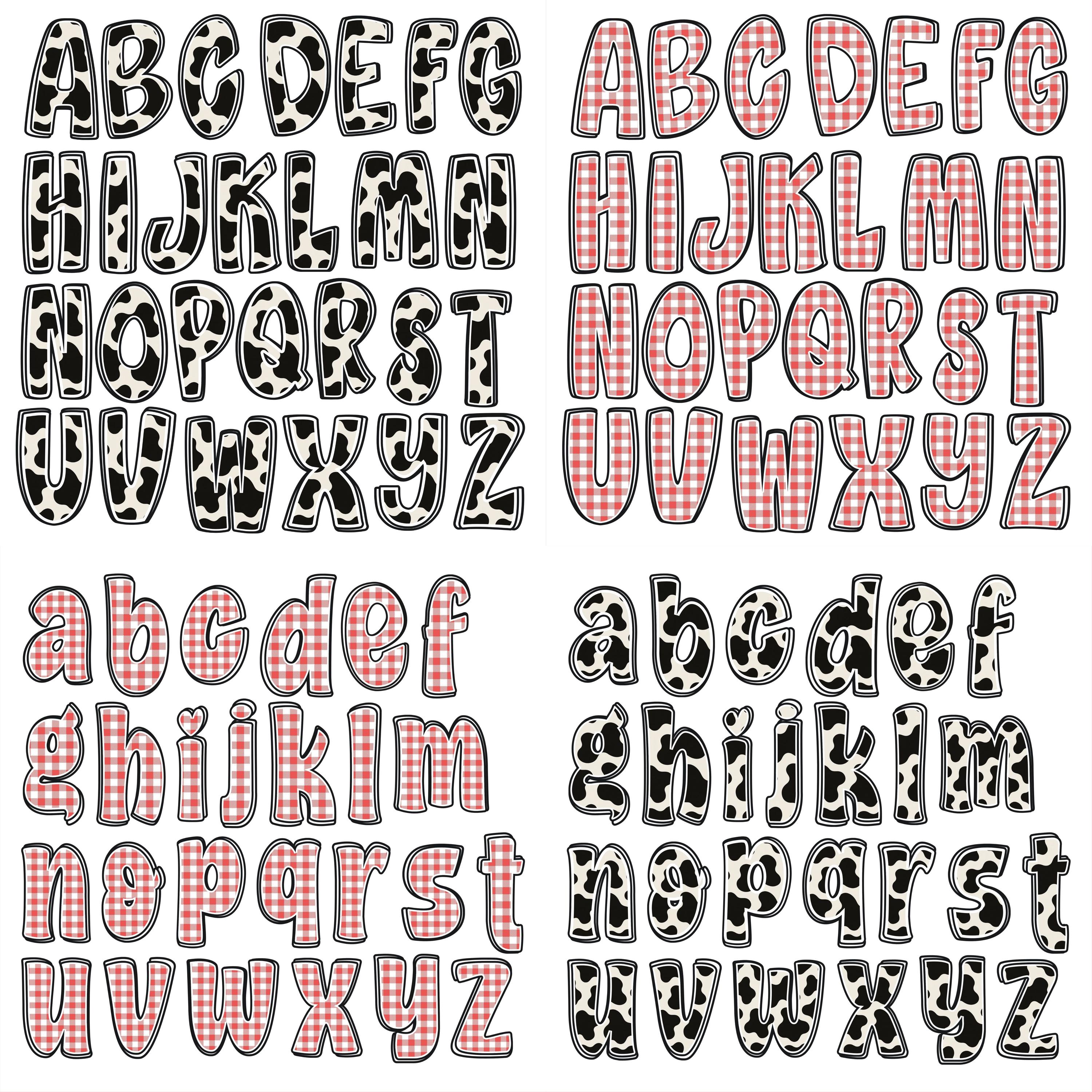 Cow Print Alphabet & Farm Clipart Bundle: Gingham Letters (digital ...