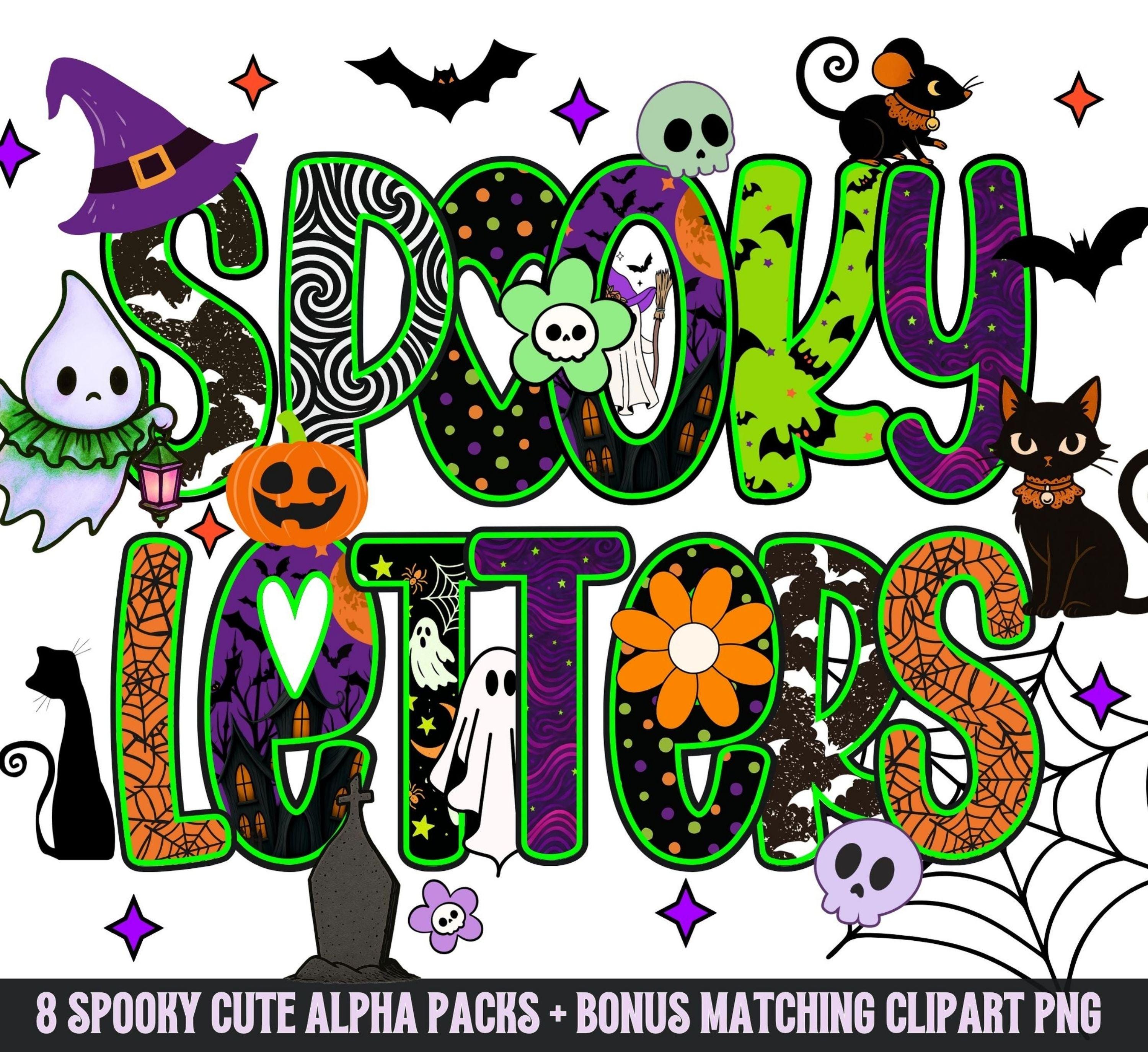 Halloween Doodle Alphabet Clipart Bundle, PNG Files (digital Download ...