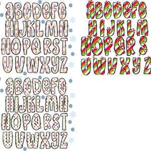 Christmas Doodle Letters Clip Art PNG Files, Doodle Alpha Set Bundle - Etsy