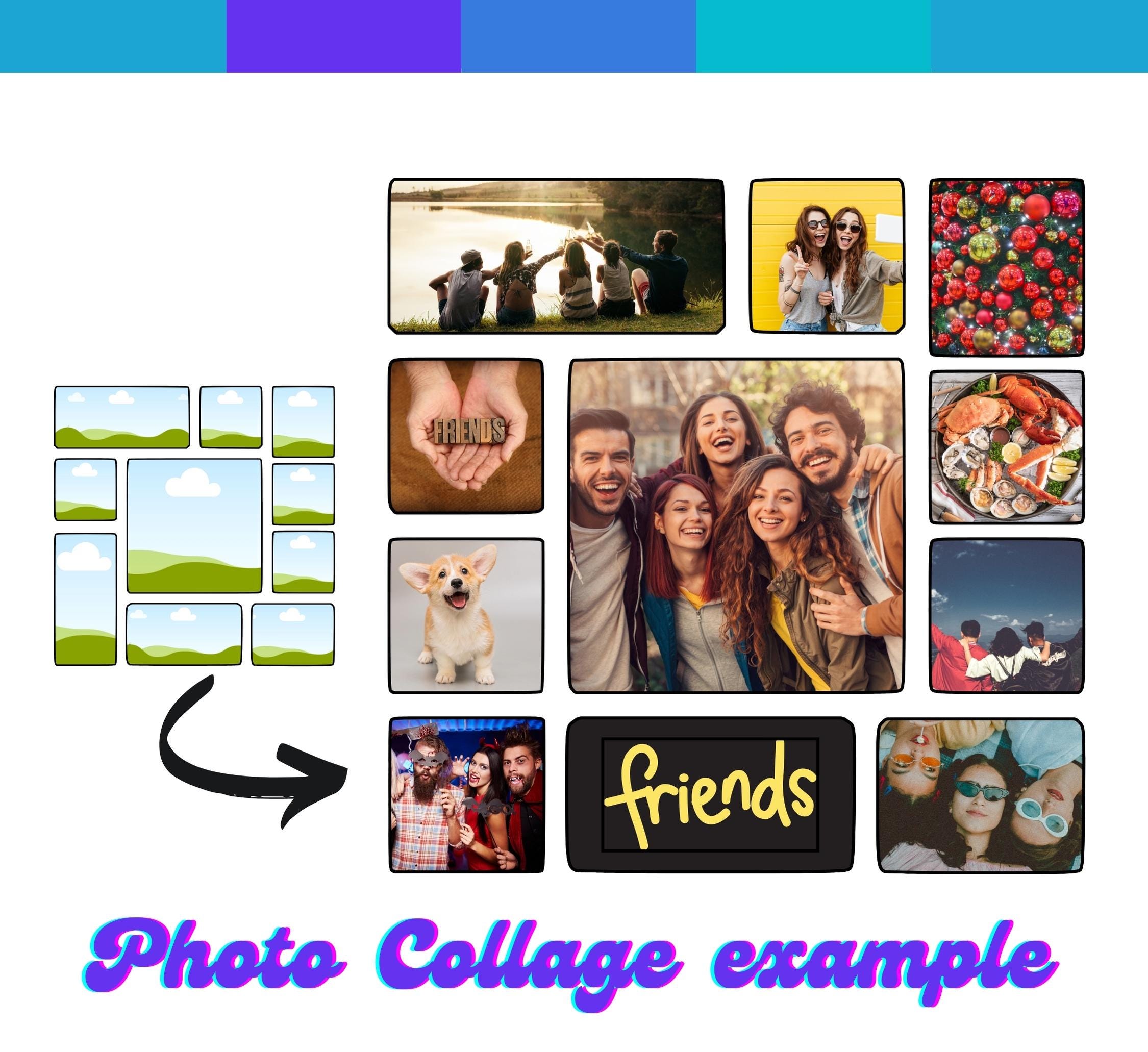 100+ Canva Photo Collage Frames: Hearts, Rectangles, Squares (PDF) - Etsy