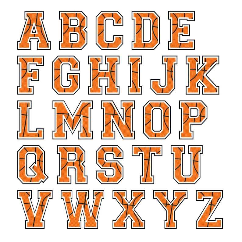 Basketball Varsity Font: Sports Alphabet PNG Bundle (digital Download ...
