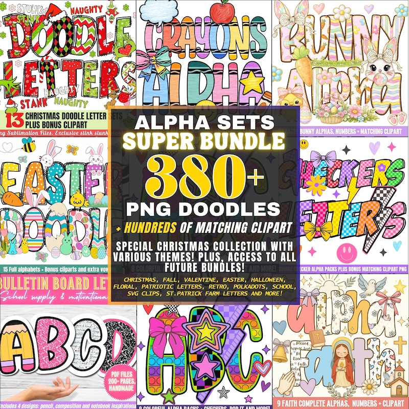 Doodle Letters Easter Svg - Etsy