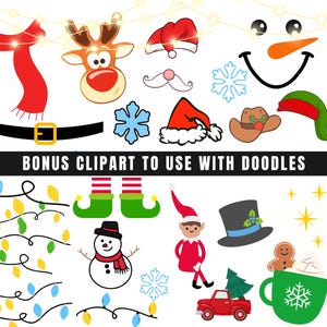 Christmas Doodle Letters Clip Art PNG Files, Doodle Alpha Set Bundle - Etsy