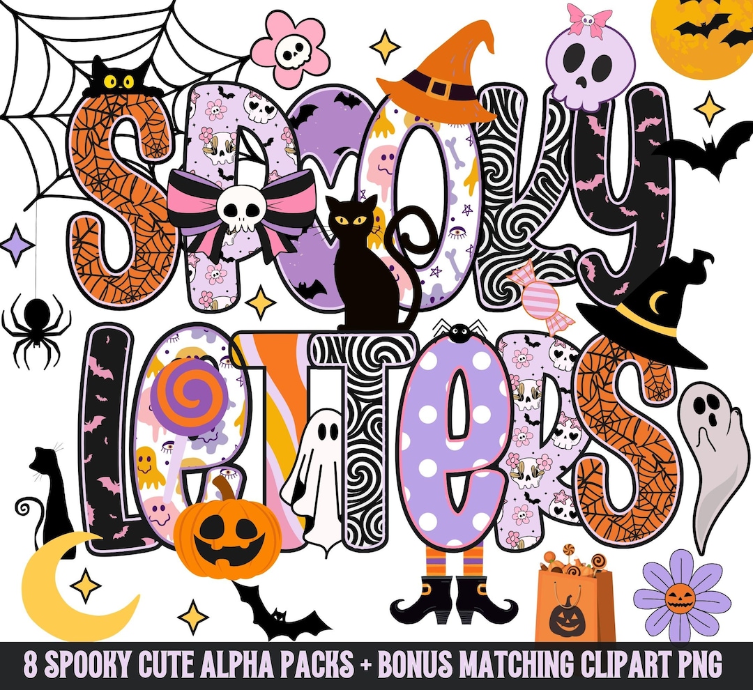 Halloween Doodle Alphabet – Spooky PNG Letter Bundle (digital Download ...